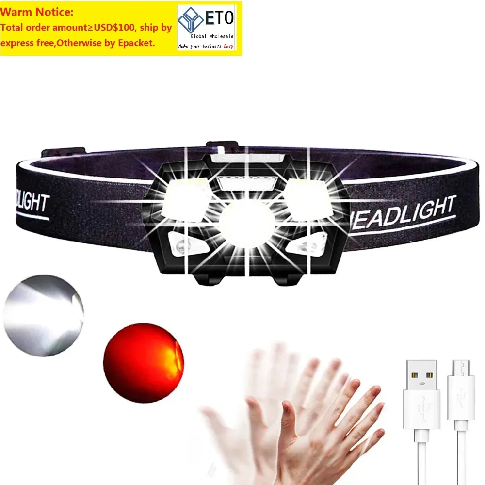 DHgate.com:Portable 5-LED USB Rechargeable Headlamp: Bright Headlight Flashlight for Night ...