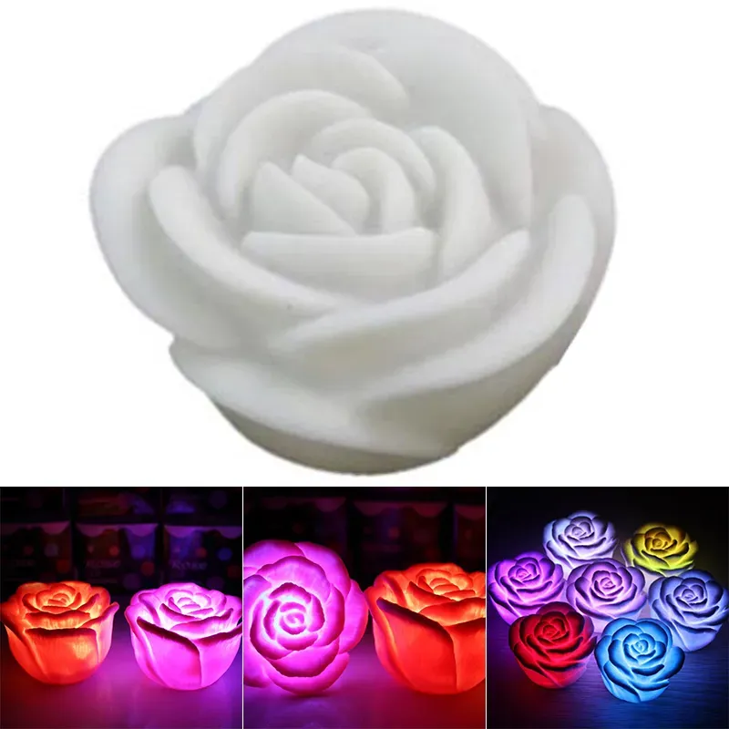 DHgate.com:LED Floating Rose Flower Candle Night Light, Colorful ...