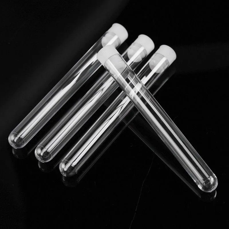 Transparent Laboratory Clear Plastic Test Tubes Vials With Push Caps ...