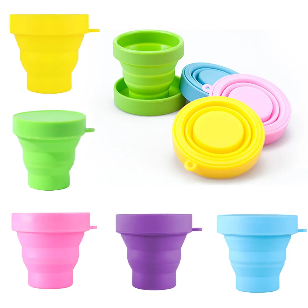 Silicone Collapsible Travel Cup, Portable Folding Camping Cup With Lids ...