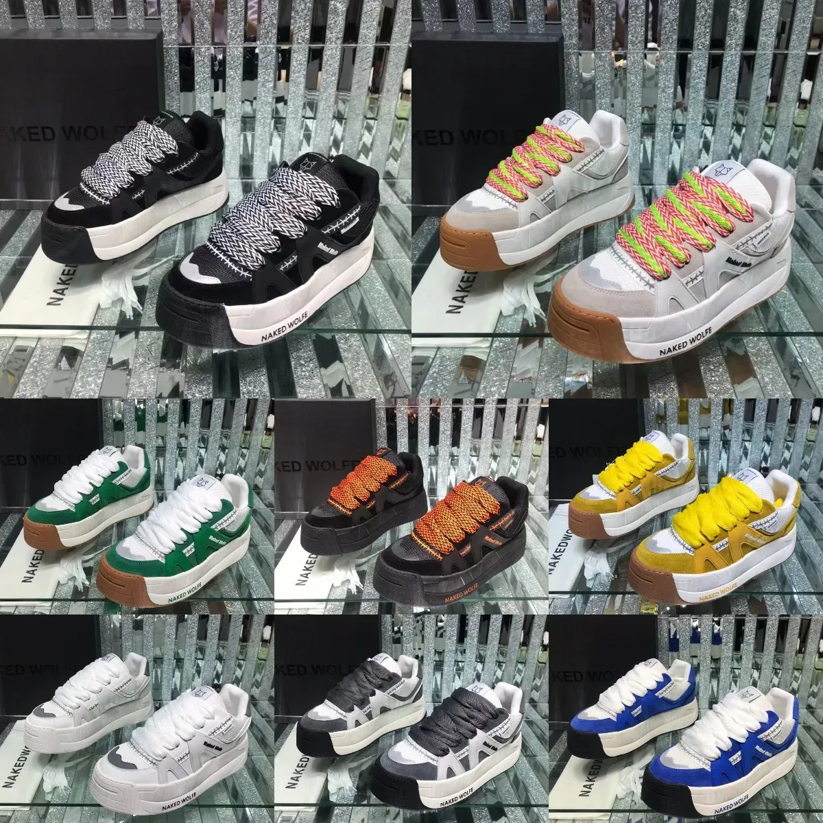 Bulk Naked Wolfe Designer Leather Platform Sneakers For Men And Women ...