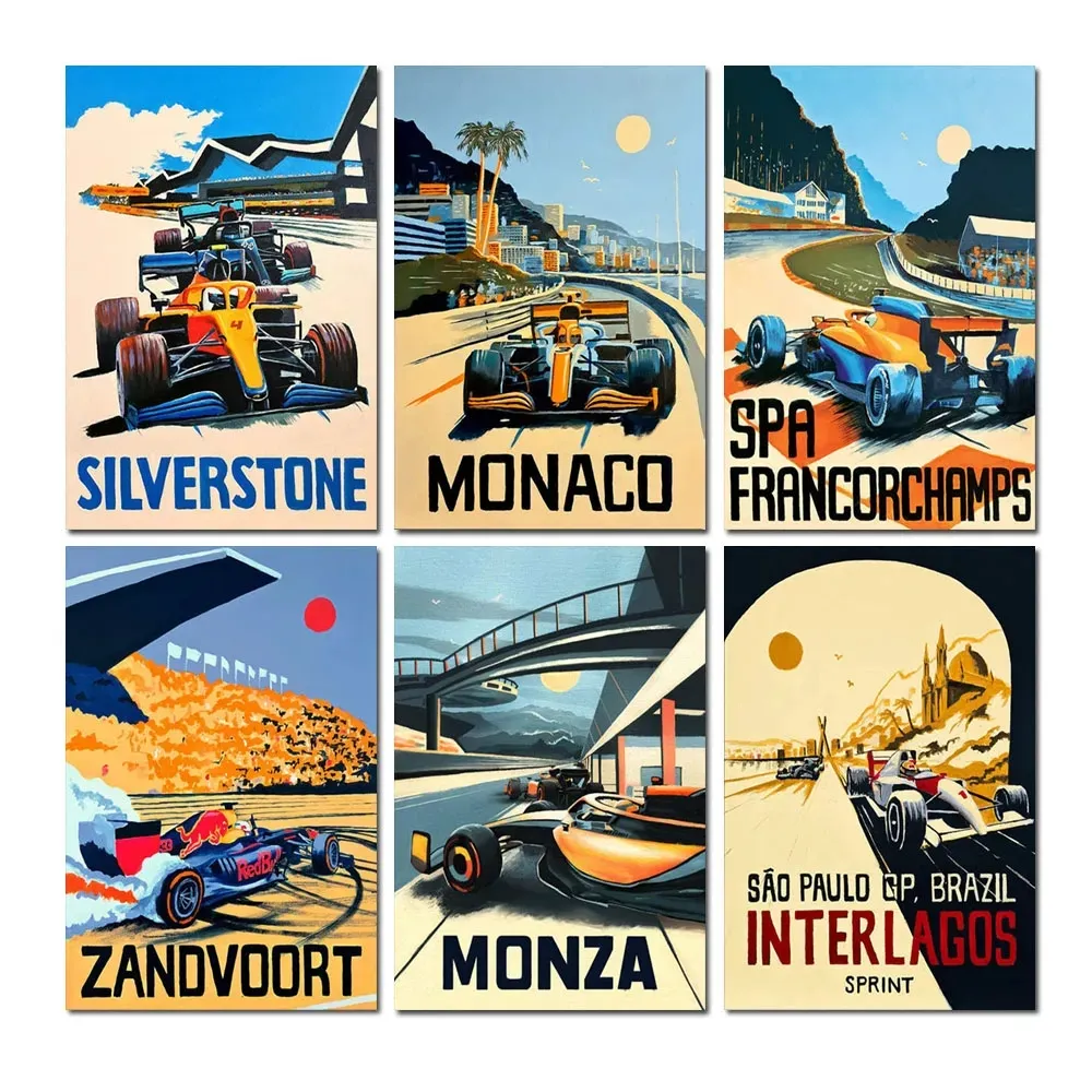 Neon City Retro Formula 1 Poster: A Motorcycle Racing Wall Art With ...