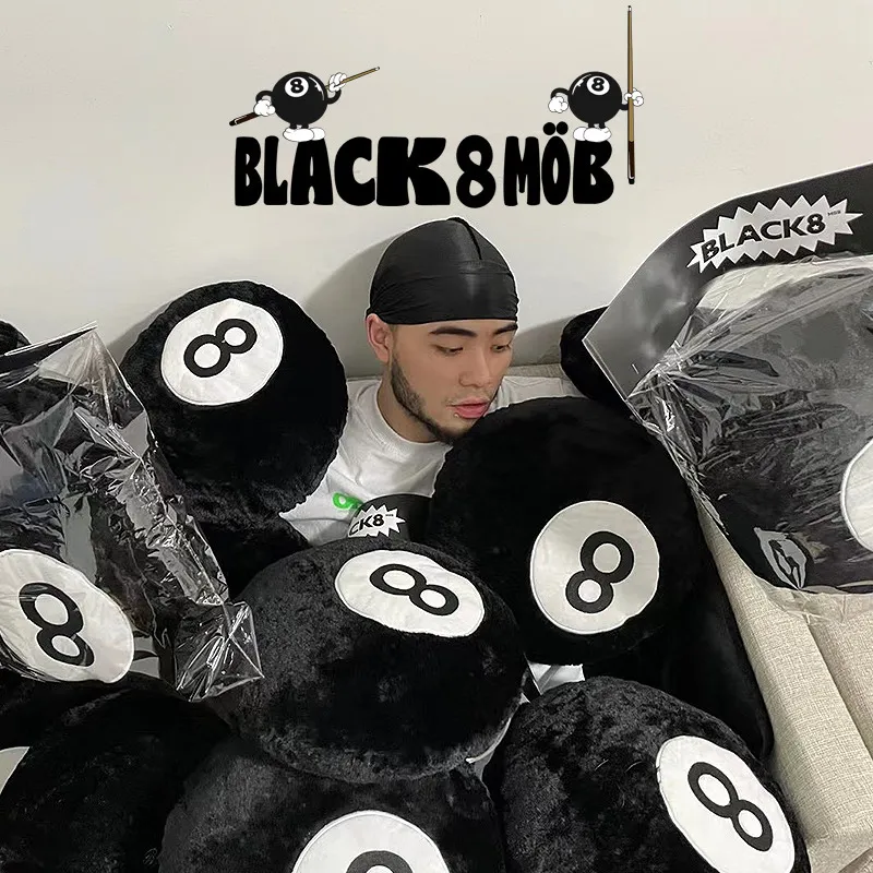 Billiards No.8 Ball Pillow Cushion 14-20 in 35-50 cm Black Stuffed ...