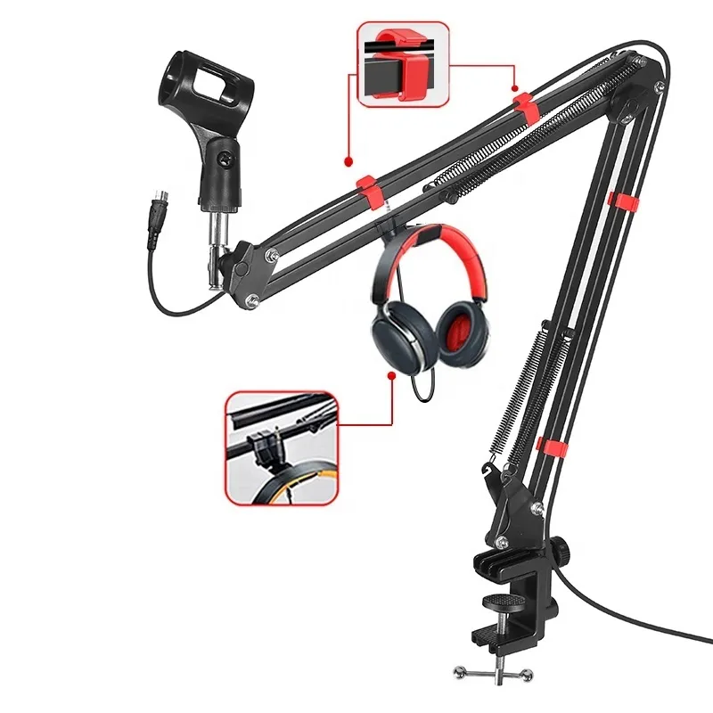 Metal Suspension Scissor Arm Microphone Stand with Flash Brackets for ...