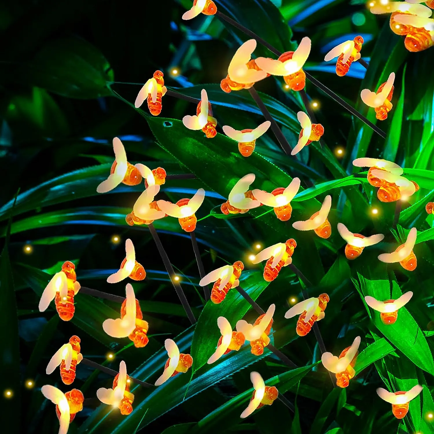 Solar Garden Pathway Lights Outdoor Firefly Lights Waterproof Bees Star ...