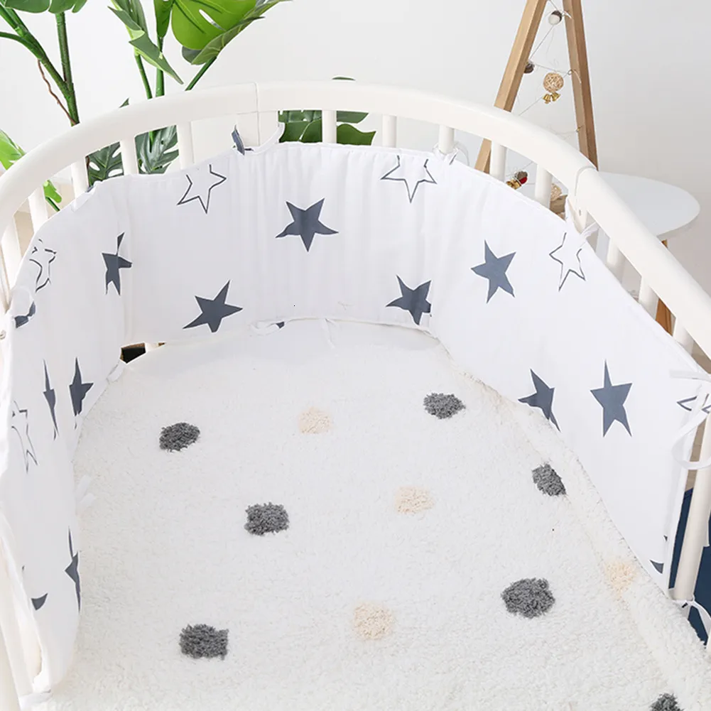 Breathable Baby Crib Rail Guards - 180x30cm Summer Mesh Bed Bumper, Safe Cotton Printing Half ...