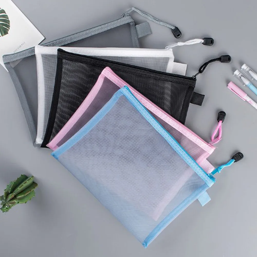 DHgate.com:10 Pcs Transparent Mesh File Bags - Zippered Document ...