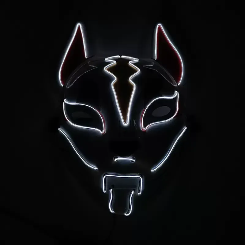 Demon Slayer EL Wire Cat Face Mask Kimetsu No Yaiba Anime Fox LED Cat ...