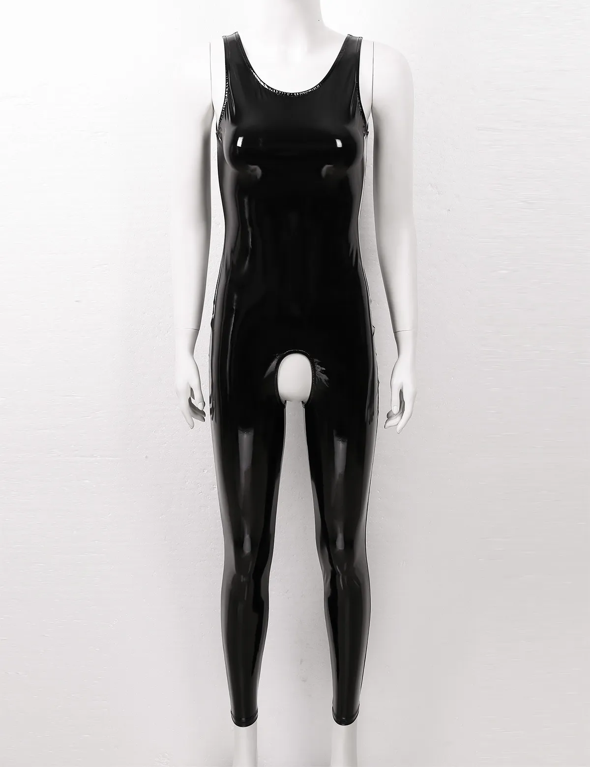 Sexy Set Womens Ladies Body Latex Teddies Leather Open Crotch Rubber ...