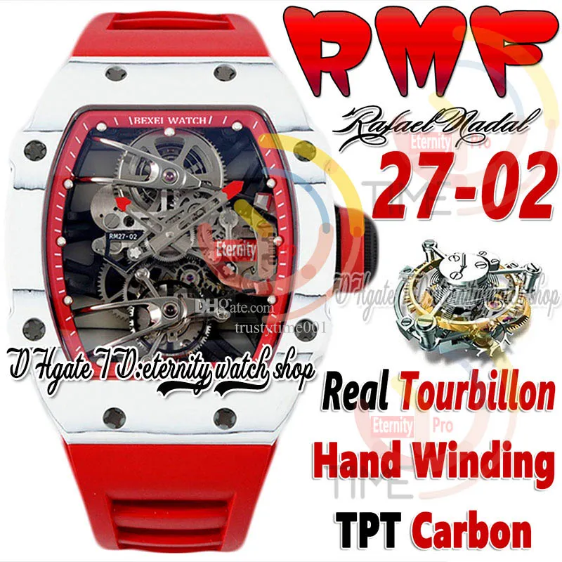 Mens Tourbillon Watch 2024 TPT Quartz Carbon Fiber Skeleton Dial Red ...