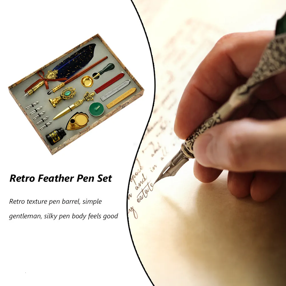 DHgate.com:Retro Feather Dip Pen Stamp Set, Exquisite Feather Dip ...