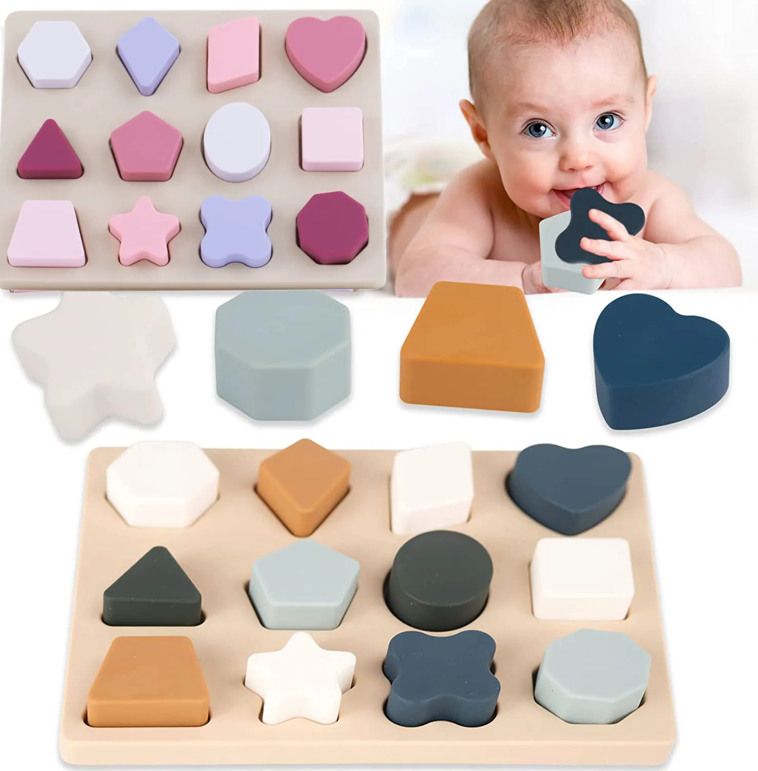 DHgate.com:Montessori Shape Puzzle for Toddlers, Silicone Educational ...
