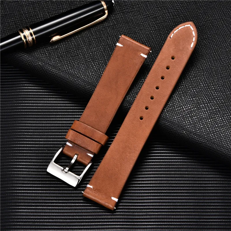 Premium Leather Quick Release Watch Bands - 18mm 20mm 22mm Soft Matte ...