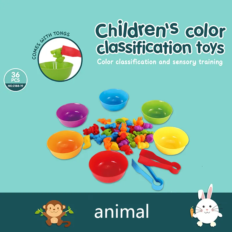 Rainbow Matching Game for Toddlers - Animal Color Sorting Toy, Fine ...