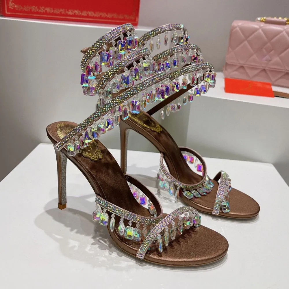 Crystal Embellished Rhinestone Stiletto Heels: Designer Luxury Sandals ...