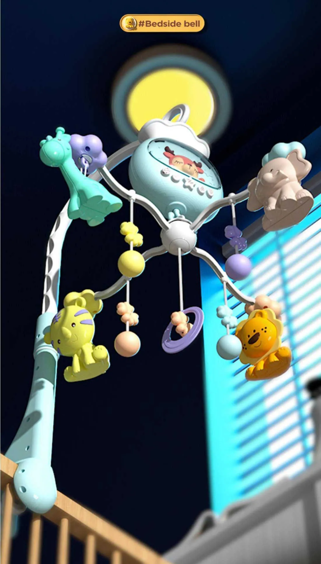 Baby Crib Mobile with Lights & Music - Remote Control Hanging Bell ...