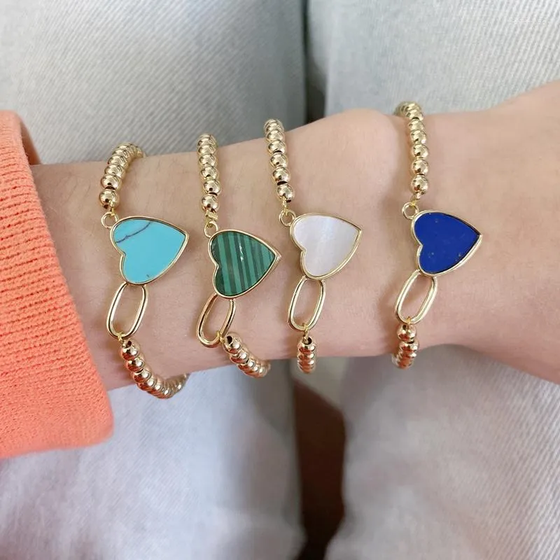 Teen Girl Jewelry Set - 5 Turquoise & Malachite Heart Link Bracelets ...