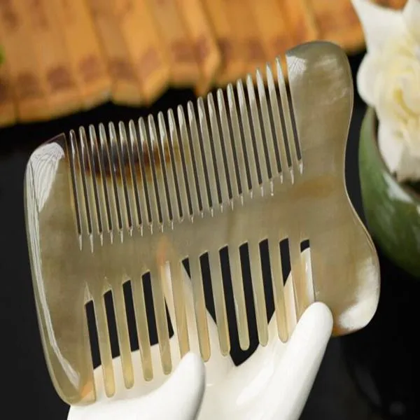 Double Sided Horn Comb Multi Purpose Massage Tool For Hair, Scalp ...