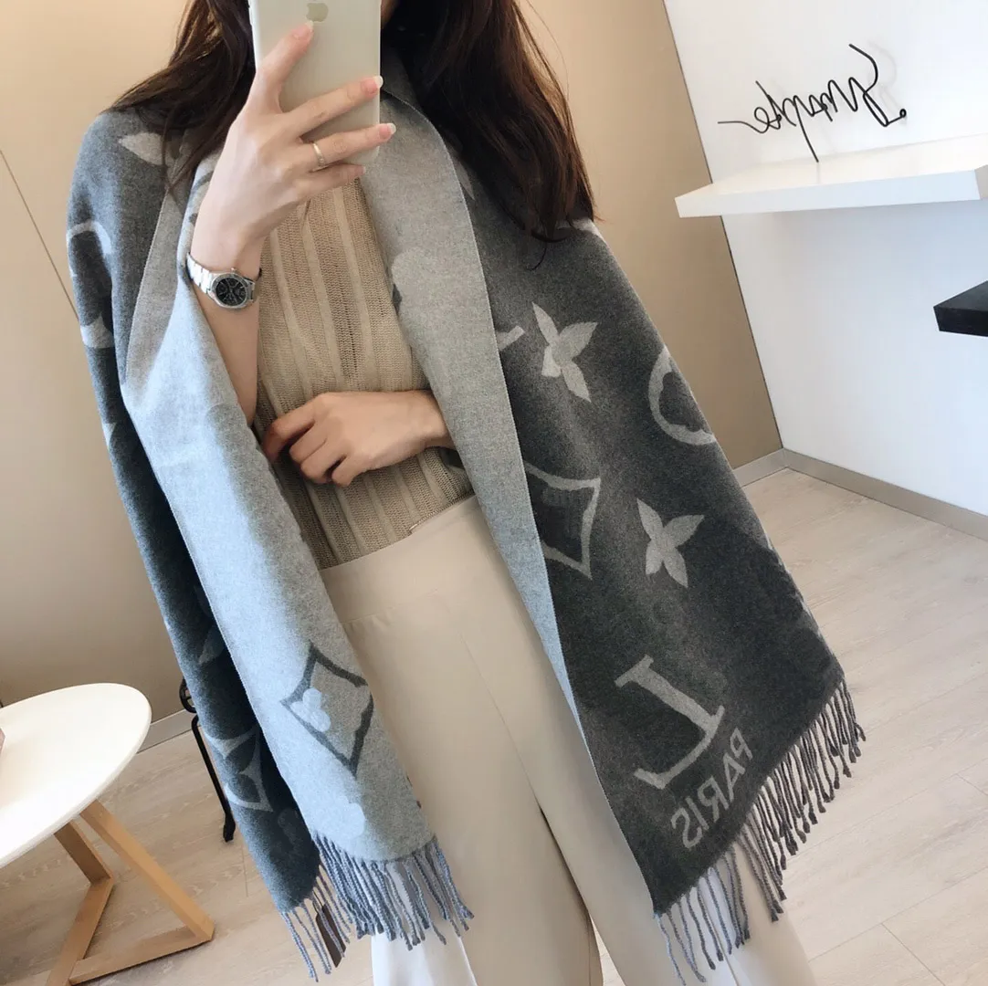 New Luxury V Designer Scarf 100% Cashmere Women's Thick Shawl Winter ...