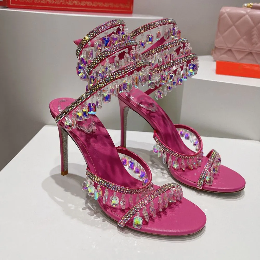 Crystal Embellished Rhinestone Stiletto Heels: Designer Luxury Sandals ...