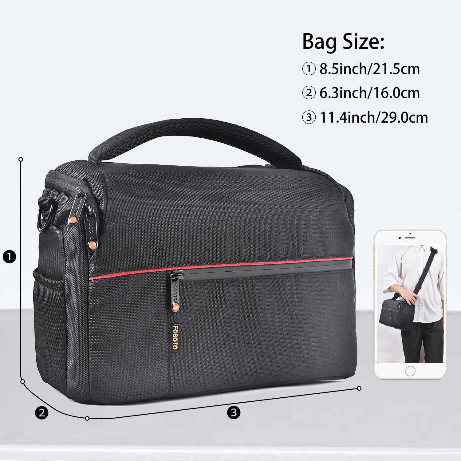 Fusitu DSLR camera sling bag - Waterproof Nylon Shoulder Bag for Canon ...