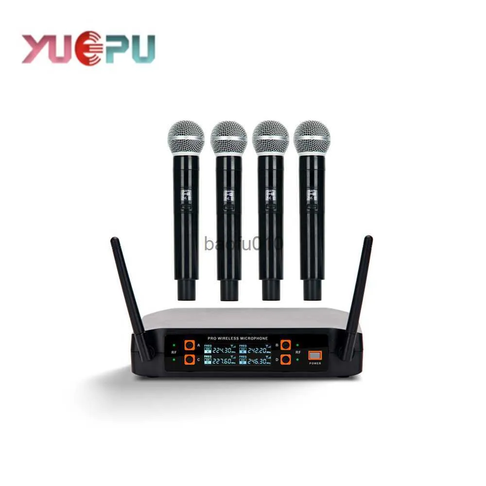 4 Channel Wireless Microphone System Handheld Microphones For Stage ...