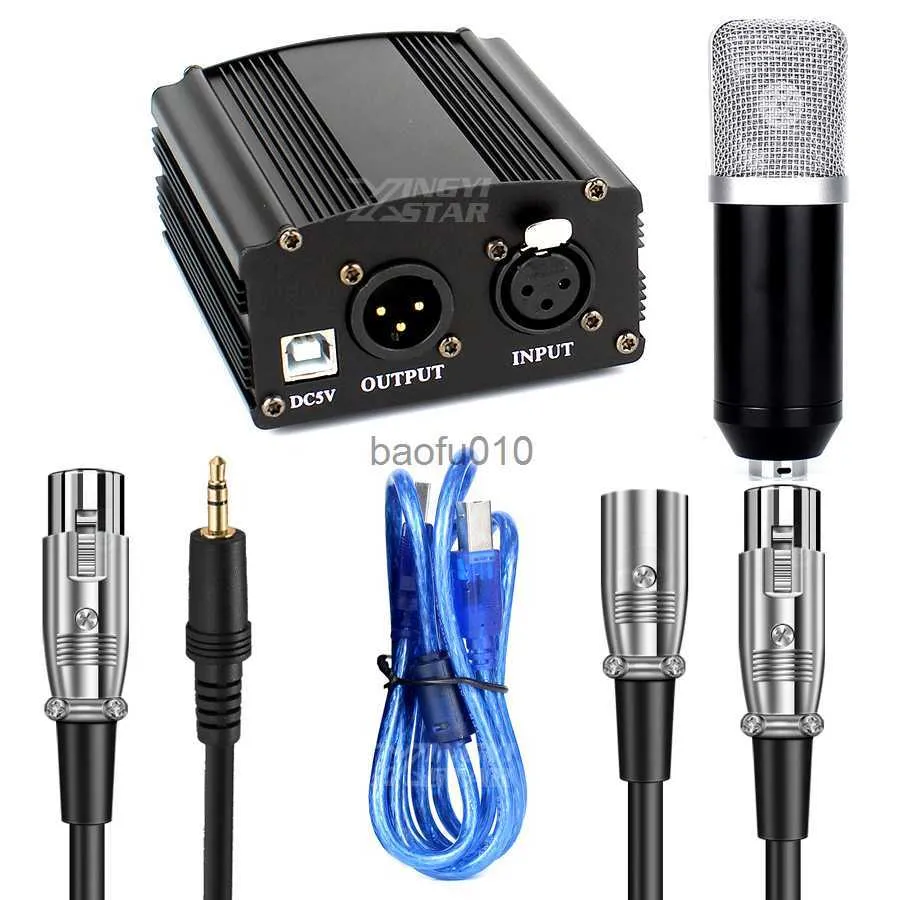 BM 800 Condenser Microphone 48V Phantom Power Supply Kit For Recording ...