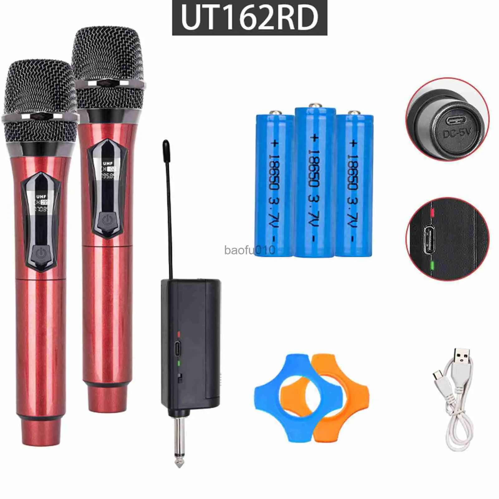 Rechargeable Wireless Microphones With Receiver, Anti Slip Rings, And ...