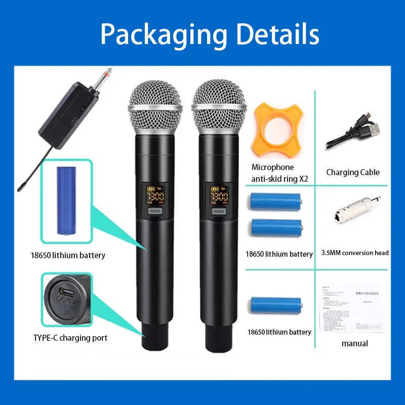 Professional Wireless UHF Handheld Dynamic Mic With Microphone Receiver ...