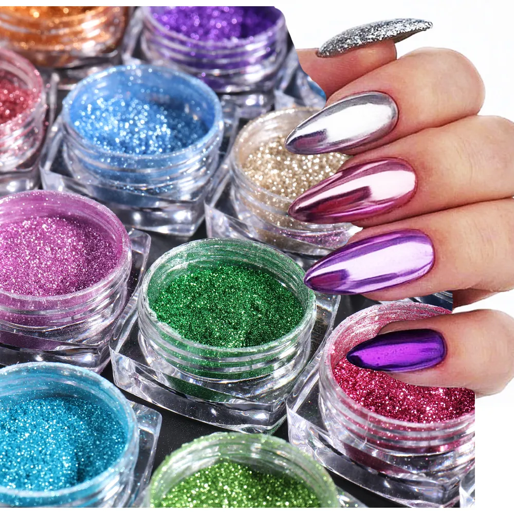 Nail Glitter Powder Set: Chrome, Metallic, Mirror Effect - Fine Dust ...