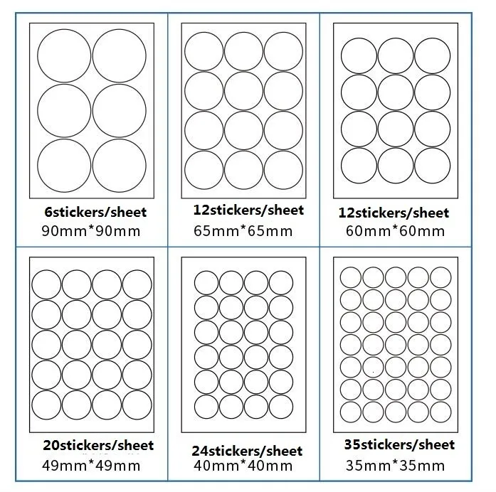 DHgate.com:80 Sheets of 2cm, 3cm, 7cm, and 8cm Glossy and Matte White ...