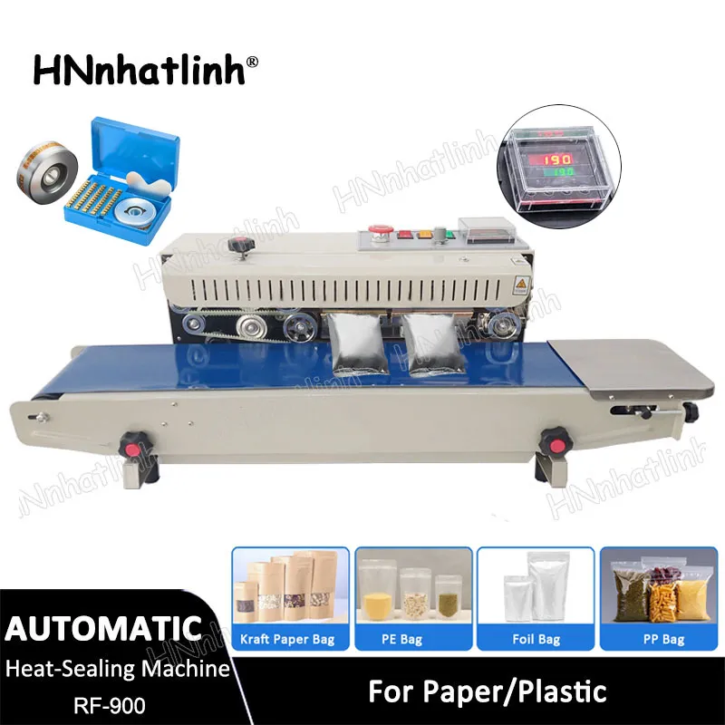 RF-900 Automatic Bag Sealer Continuous Film Sealing Machine Electric ...