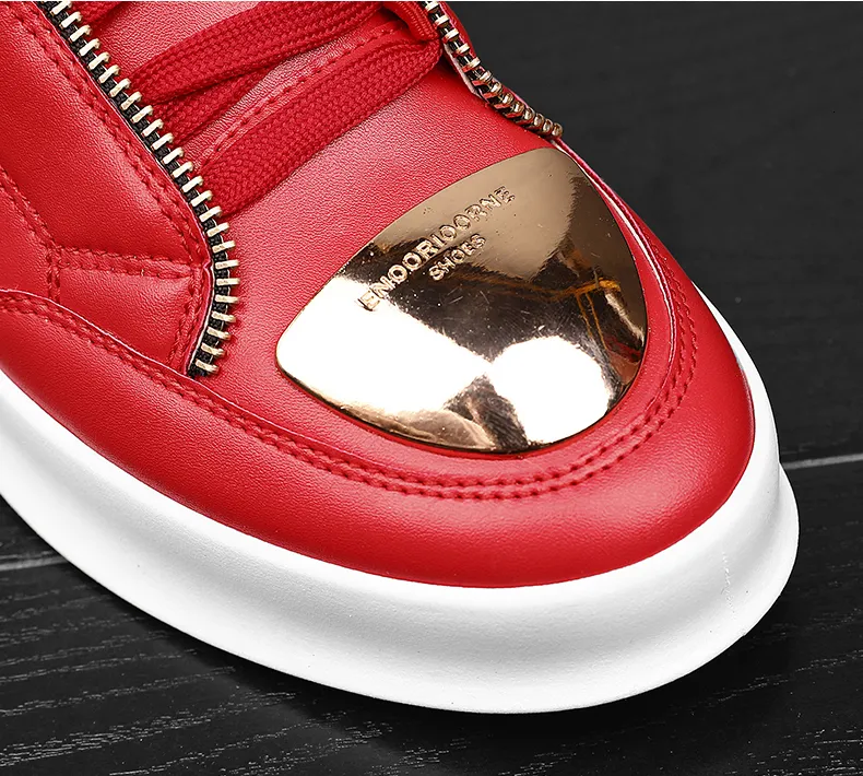 Coslony Mens High Top Sneakers Red Leopard Platform... From Factory ...