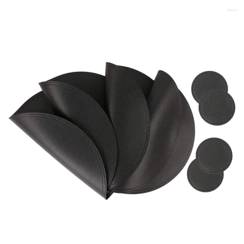 Elegant Faux Leather Table Runner & Placemat Set - Easy Clean, Spill ...
