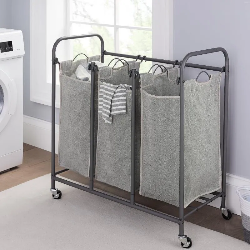 DHgate.com:Wheeled Oversized Laundry Sorter, 3-Bag Mesh Laundry Baskets ...