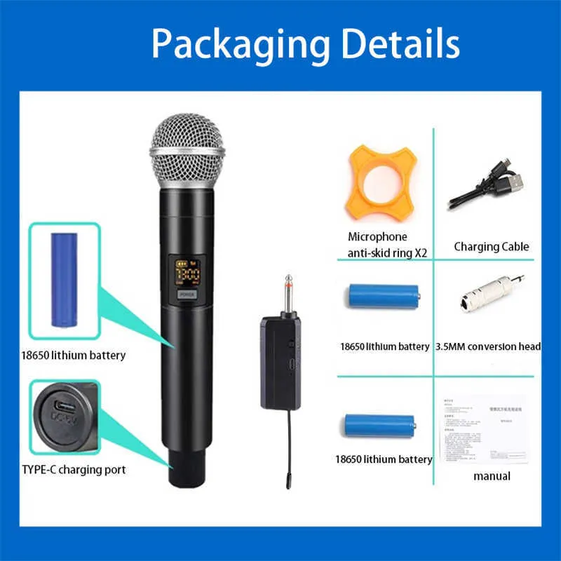 Professional Wireless UHF Handheld Dynamic Mic With Microphone Receiver ...