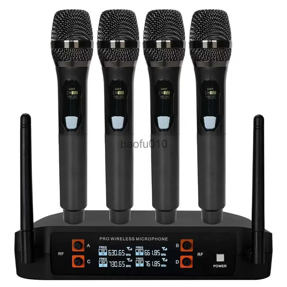 Wireless Microphone Cordless System: 4 Channel UHF Set With 2 Handheld ...