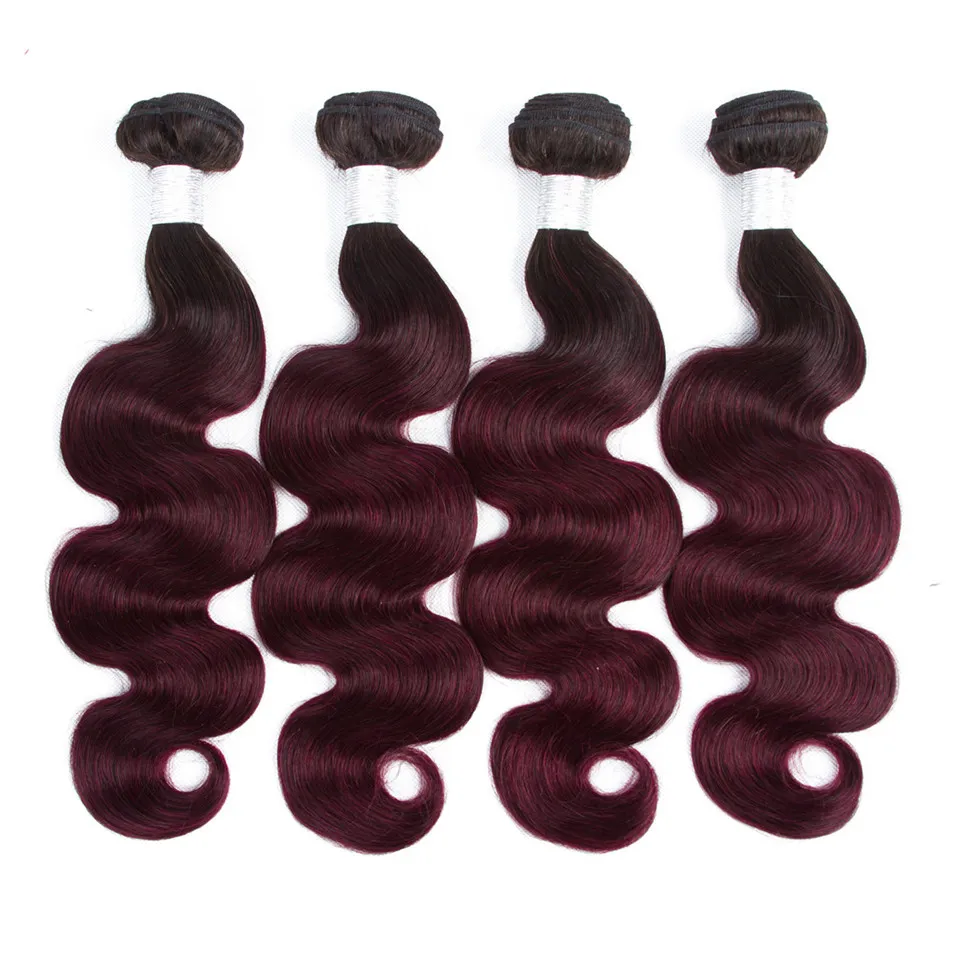 1B 99J Bundles Ombre Body Wave Hair Weave Bundles Brazilian Weave Hair ...