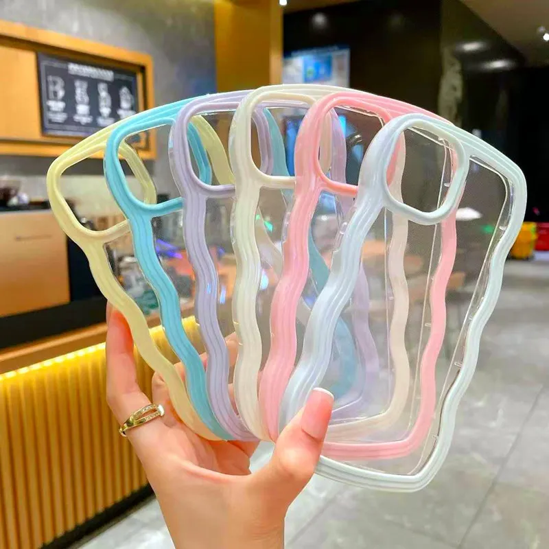 Korean Acrylic Transparent Cell Phone Case With Wavy Border And TPU ...