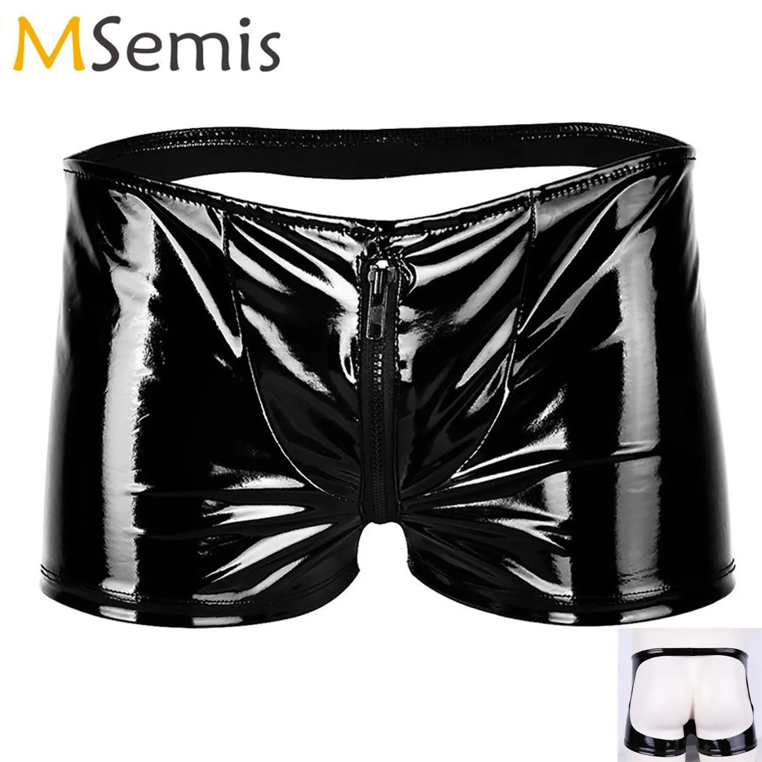 Mens Erotic Lingerie: Shiny Metallic Briefs, Open Butt Underwear ...