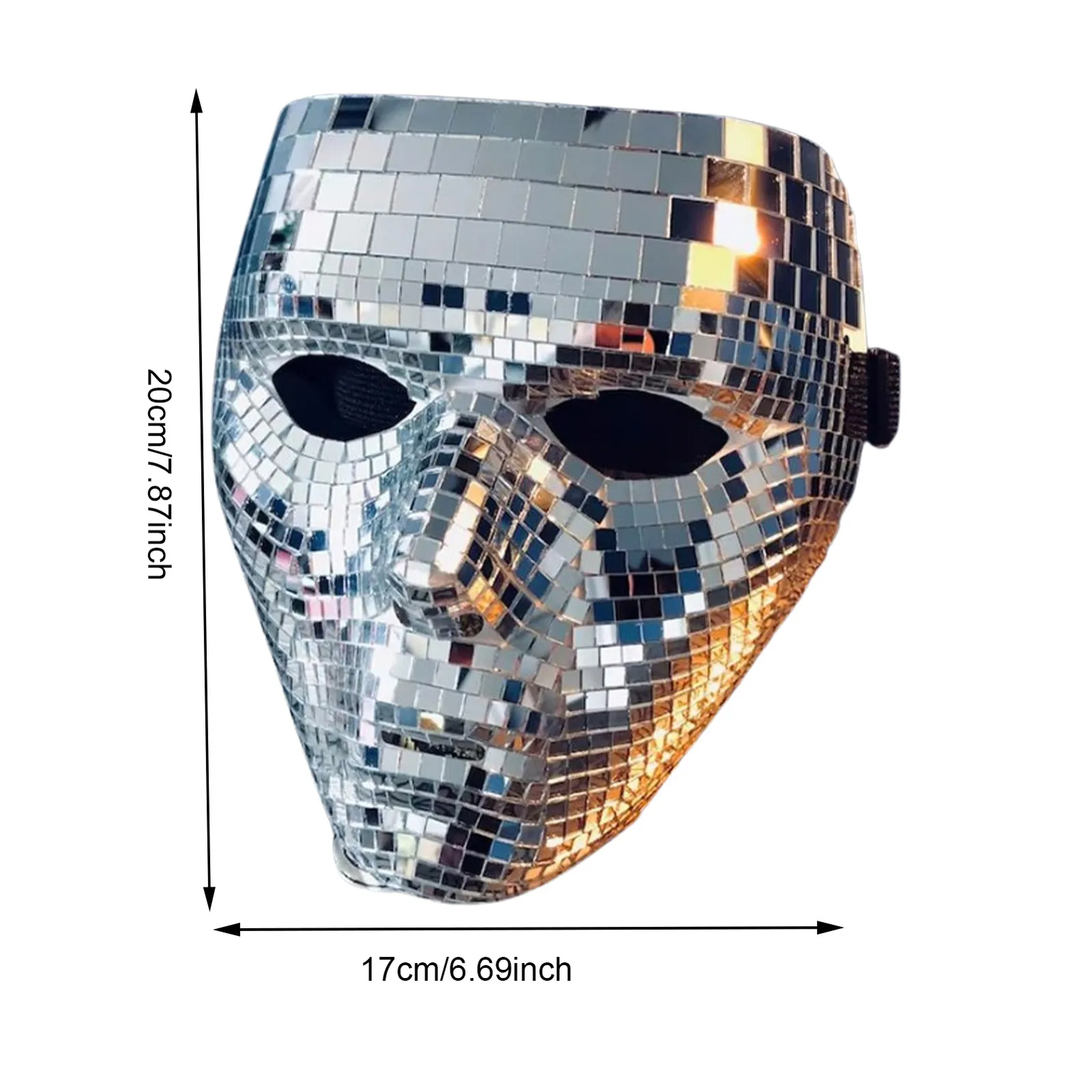 Dazzling Disco Ball Mask - Glitter Mirror Face Mask for Parties ...