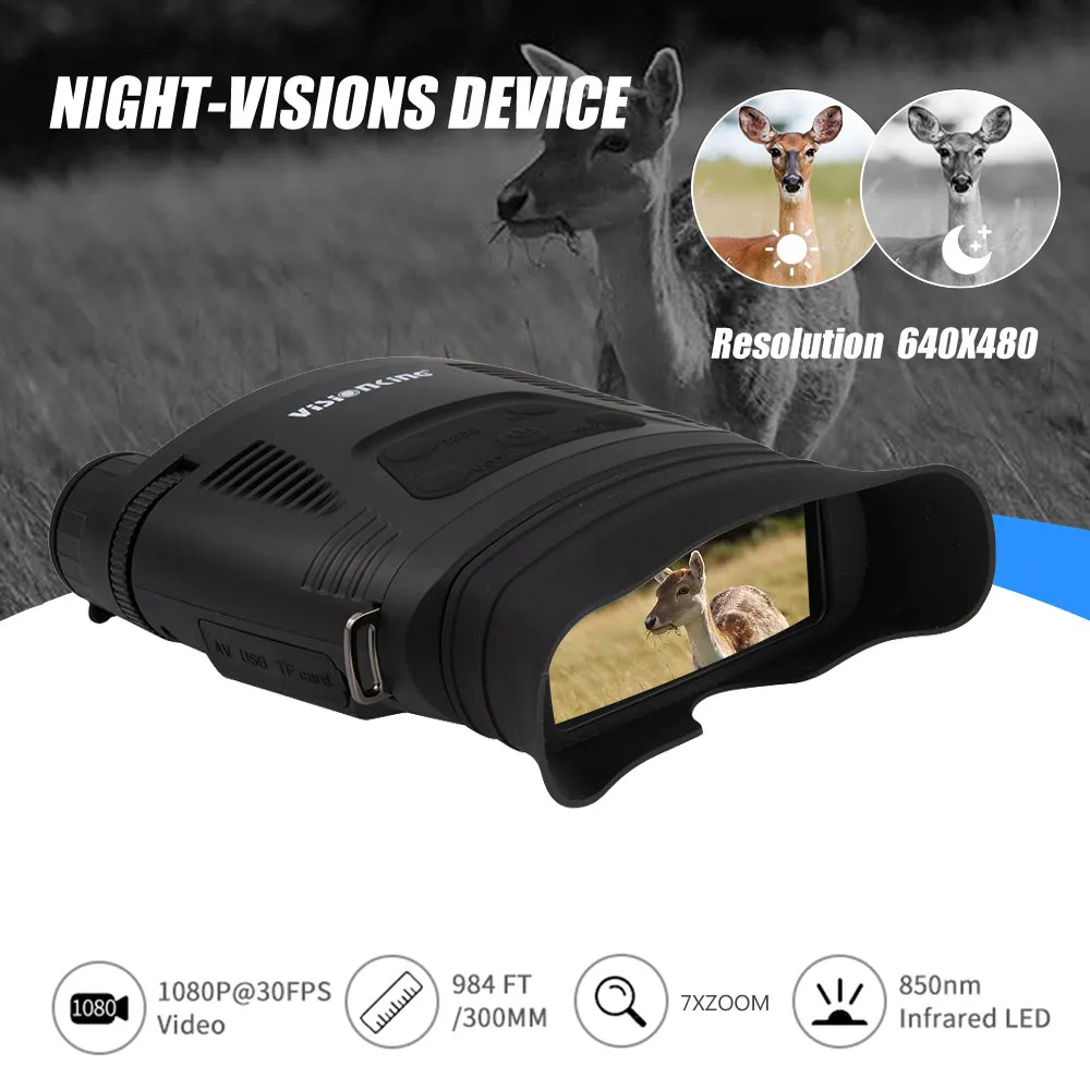 7x HD Infrared Night Vision Binoculars - Digital Zoom Scope, Day ...