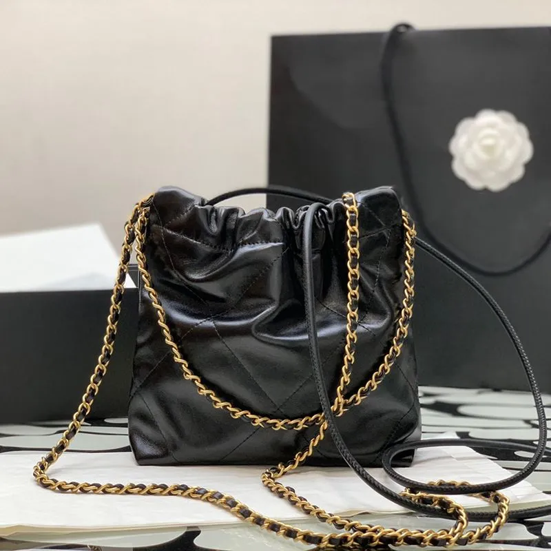 Classic Designer Leather Bucket Shoulder Bag With Chain Strap For Women ...