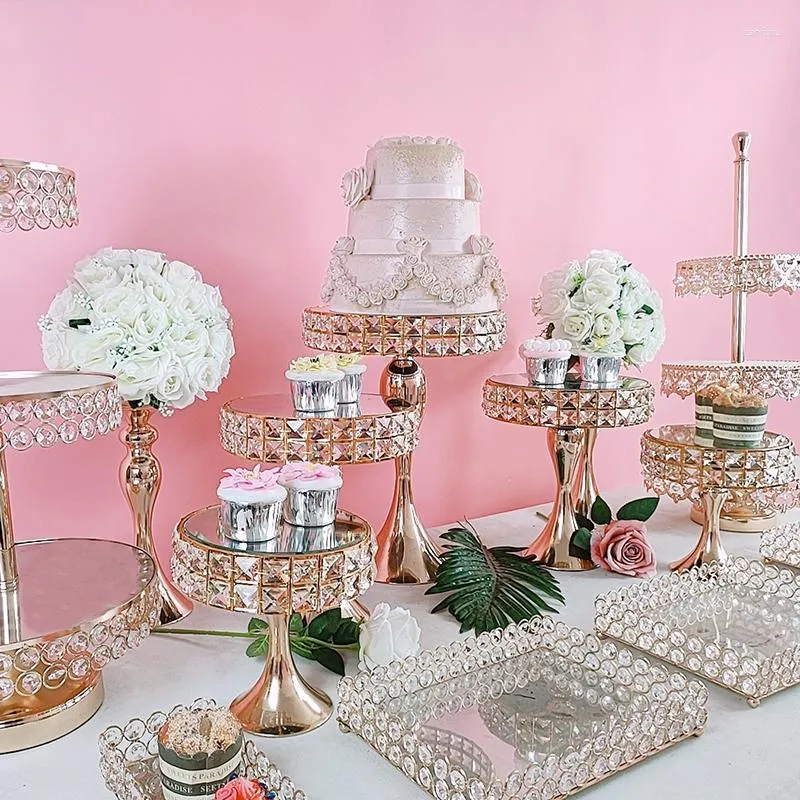 DHgate.com:Square Crystal Cake Stand Set - 5/12pcs Metal Iron Multi ...