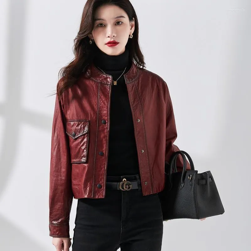 DHgate.com:Genuine Leather Short Motorcycle Jacket for Women - Soft ...
