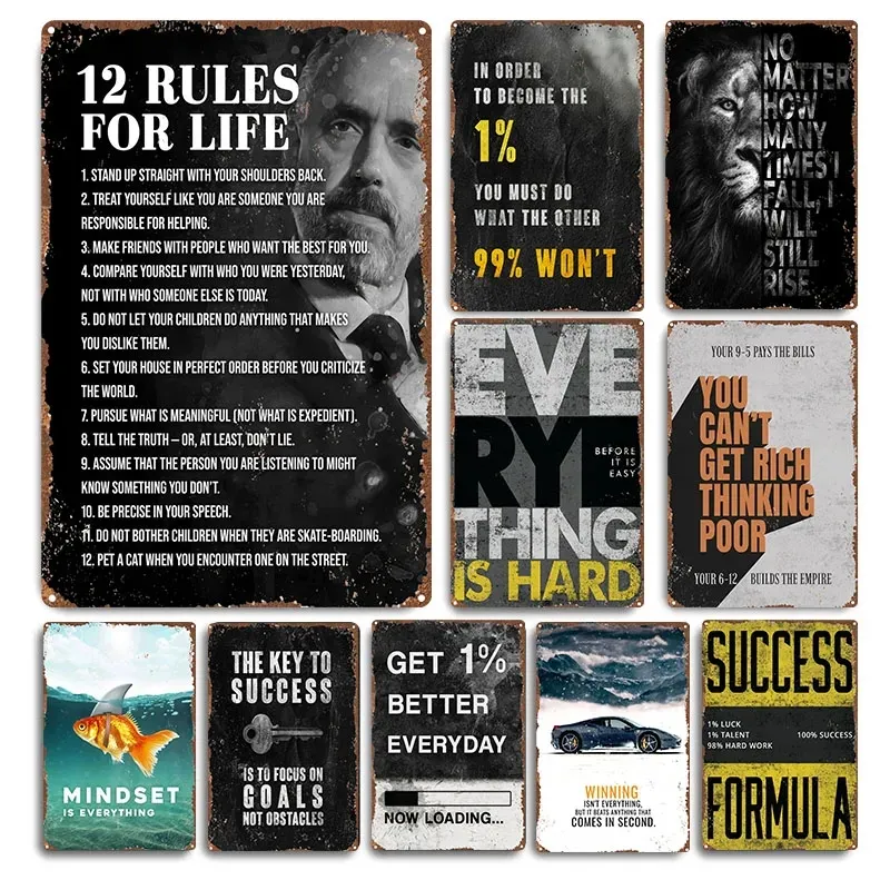 DHgate.com:12 Rules For Life Quote Metal Sign Plaque Metal Vintage ...
