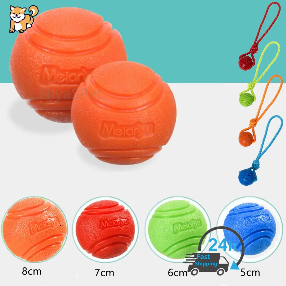 Indestructible Dog Chew Ball with String - Bouncy Rubber Toy for Big ...