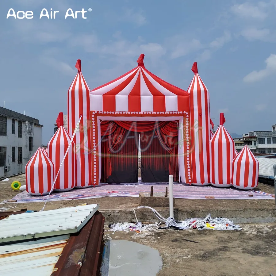 Inflatable Circus Arch 8mW Red & White Entrance Archway With Removable ...