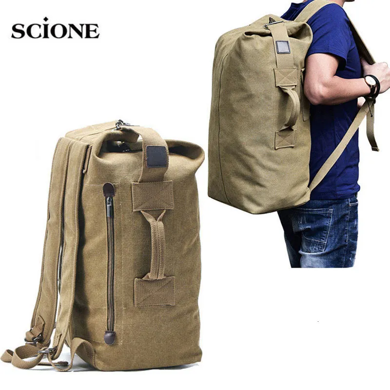 Large Canvas Backpack - Men's Military Style Travel Rucksack, Heavy ...