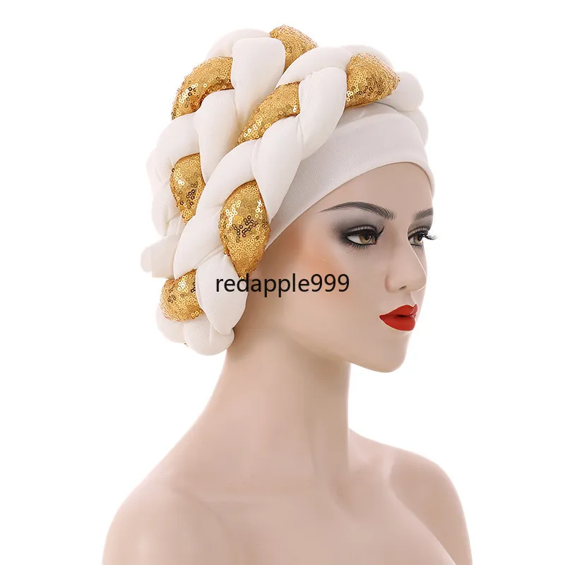 Sequin Braid Auto Gele - Nigerian Headtie, Women's Aso Oke Turban, Pre ...